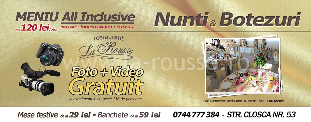 meniu NUNTI si BOTEZURI- restaurant LA ROUSSE Timisoara - Sala nunti si ...